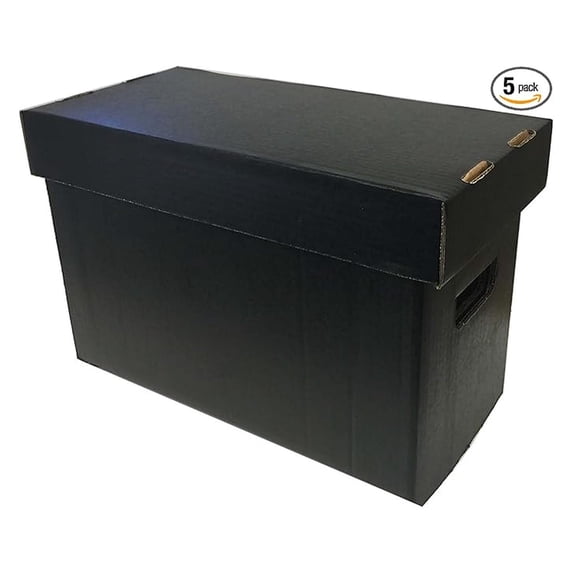 Comic Book Storage Boxes - Short Cardboard Black Case for 150-175 Comic ...