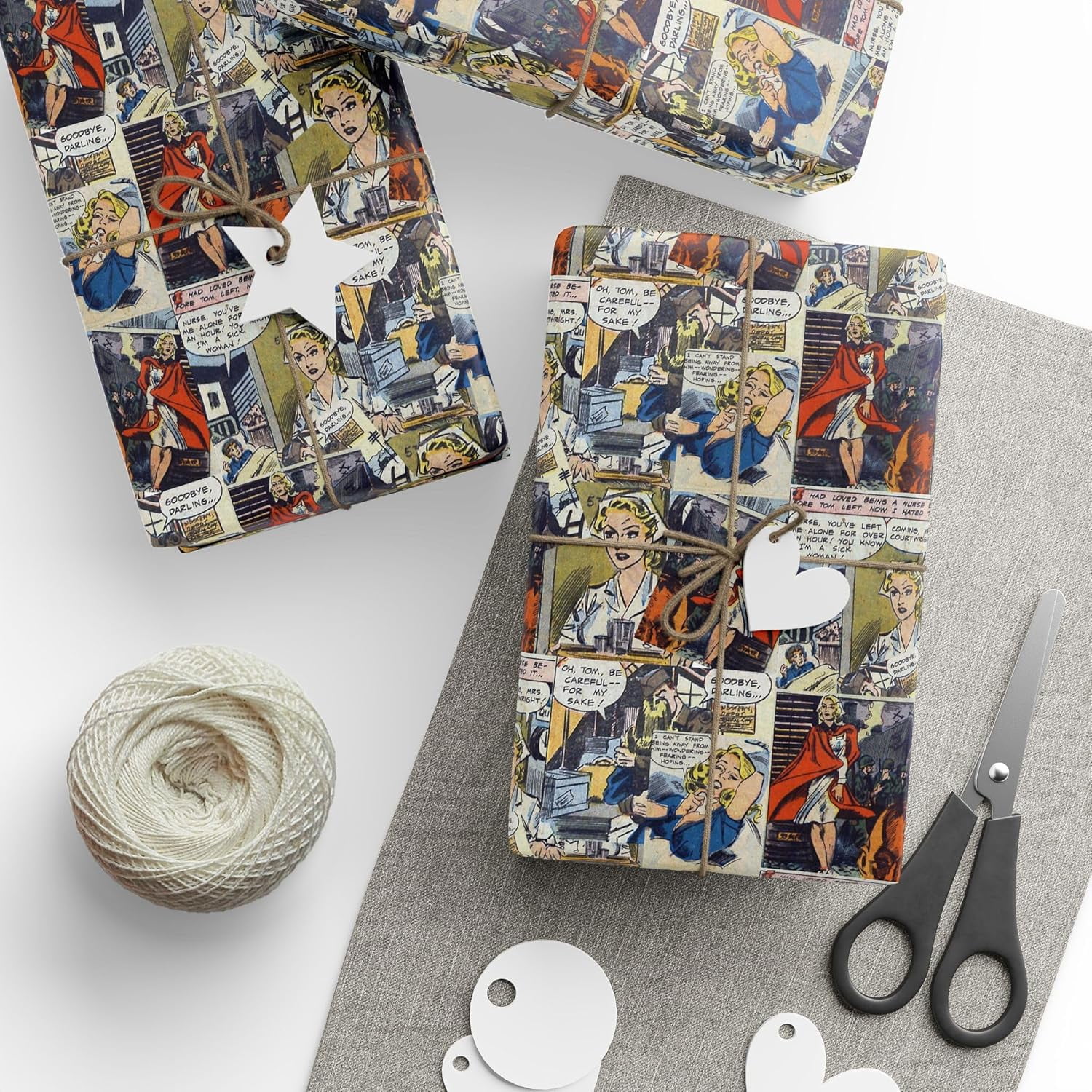 Comic Book Wrapping Paper, 30" x 180" size, Vintage Comic Book Love ...