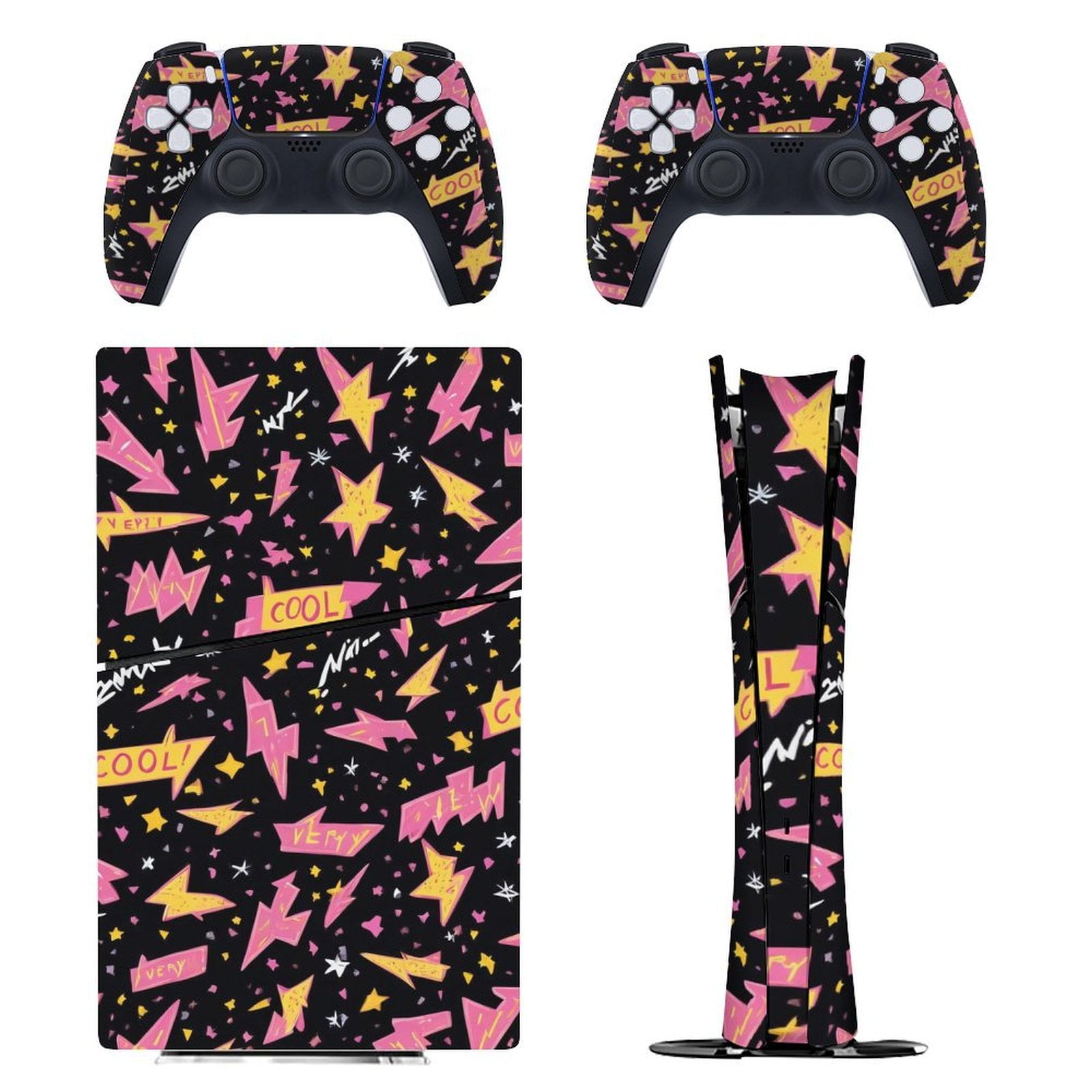 Comic Bubbles And Lightning Console Skin Bundle for PS5 Pro Slim Disc ...