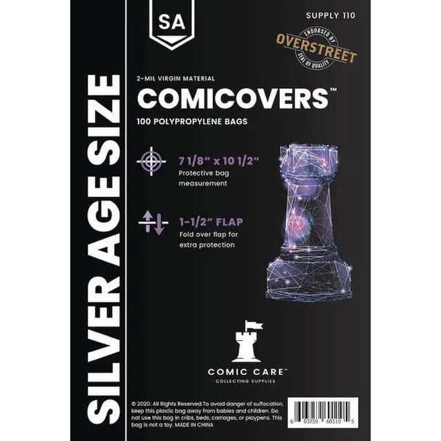 Comic Care Silver Bags 100 Pack Polypropylene - Walmart Business Supplies