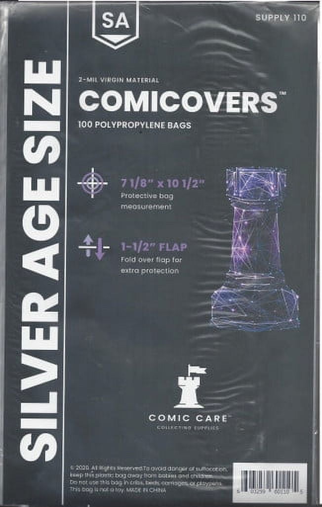 Comic Care Silver Bags 100 Pack Polypropylene - Walmart.com