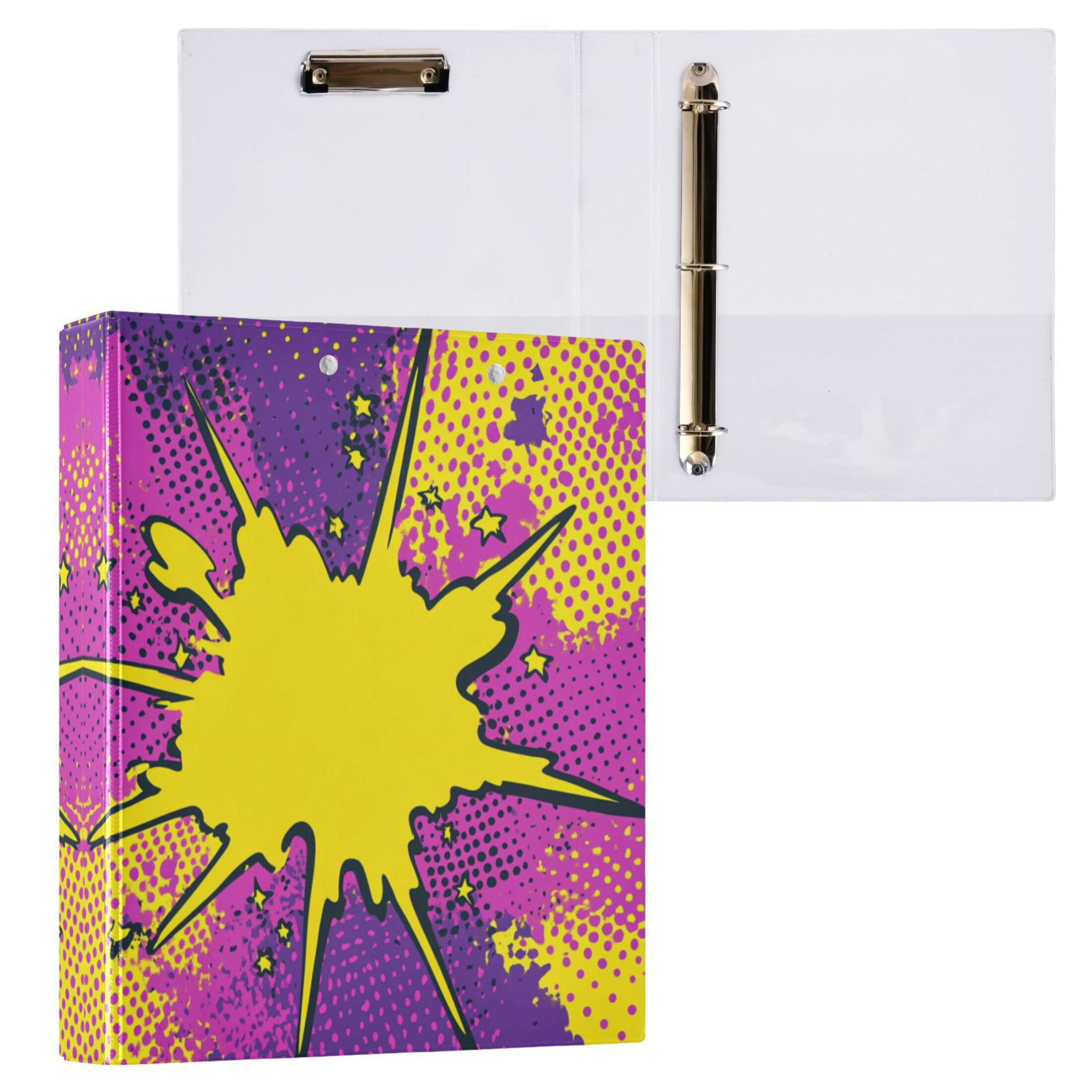 Comic Explosion Effect 3 Ring Hardcover Binders 1.5in Round Rings for ...