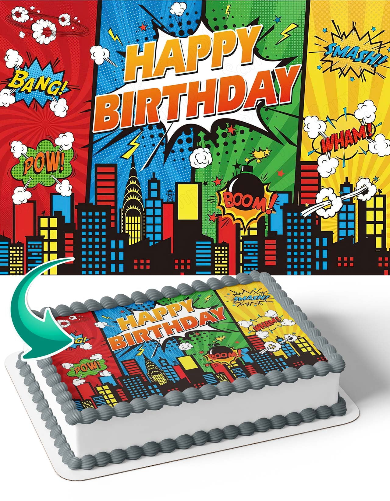 Comic Gamer Birthday Edible Image Cake Topper Personalized Birthday ...