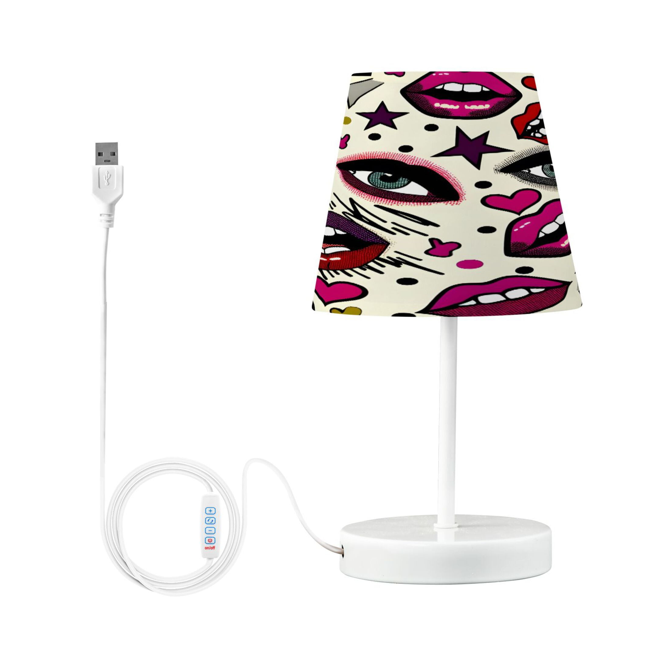 Comic Lips Eyes Stars Desk Lamp LED Table Nightstand Lamps with 3 Color ...