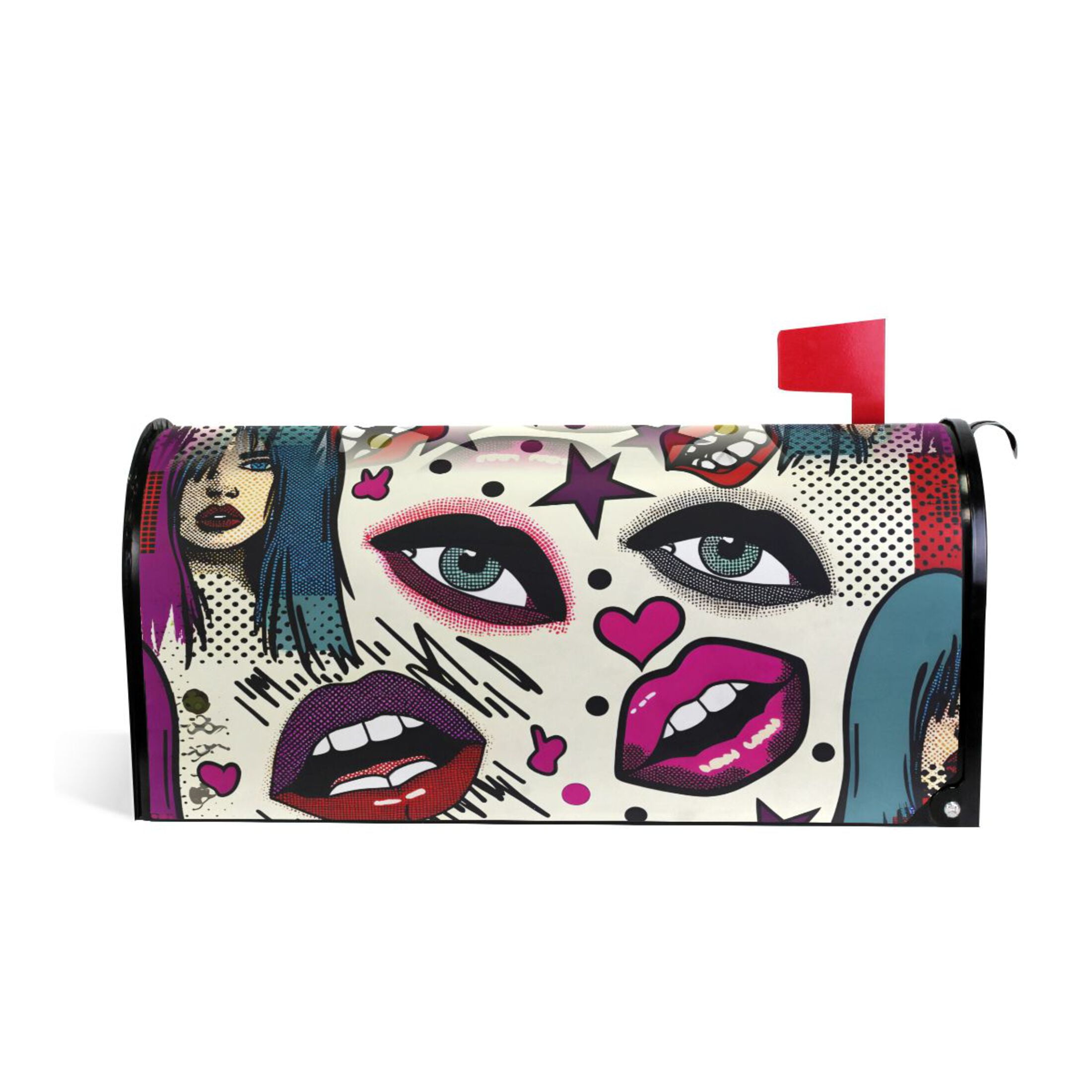 Comic Lips Eyes Stars Mailbox Covers Magnetic Post Box Cover Wraps ...