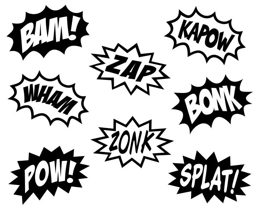 Comic Splashes Superhero Cartoon Kids Vinyl Wall Art Decal Lettering ...