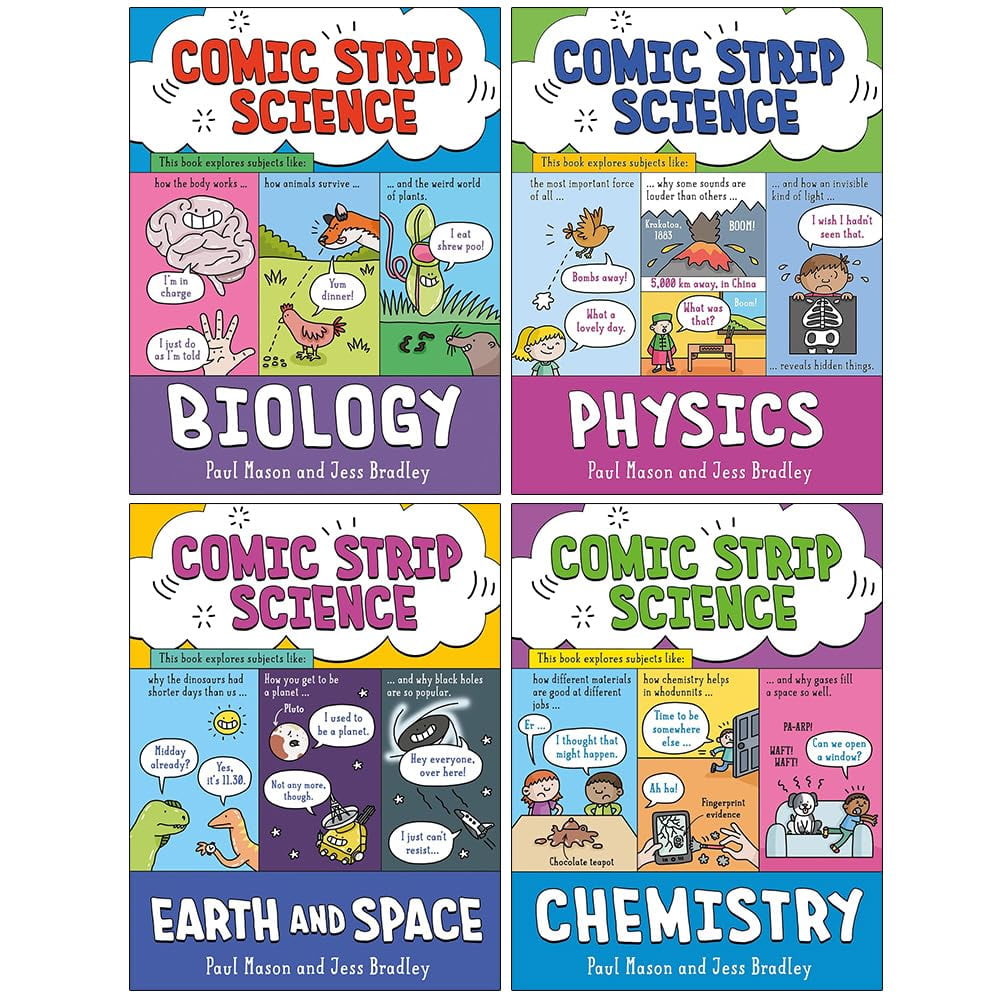 Comic Strip Science Series 4 Books Collection Set (Biology, Chemistry ...