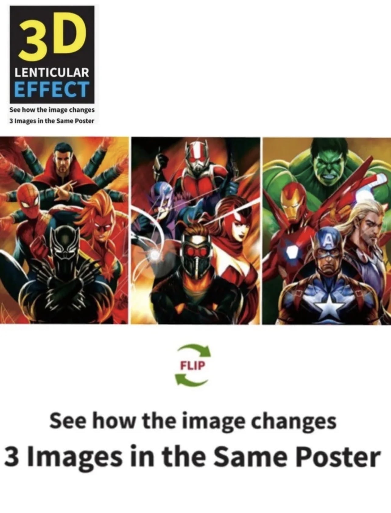 Comic Superhero Poster 3D Effect, 3 images in one, 3D Lenticular Effect ...