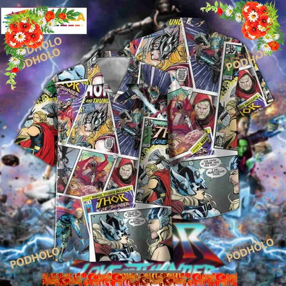 Comic Thor Love And Thunder Hawaiian Shirt - Walmart.com