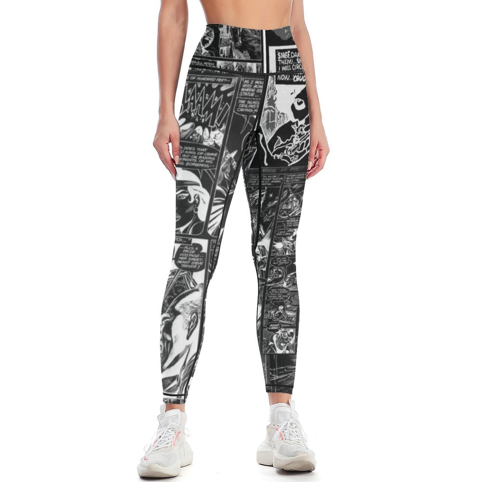 Comic book print [black] Leggings gym clothing sports for push up ...