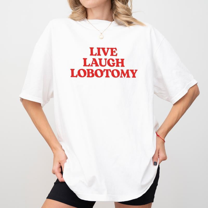 Comical - Driven Tops for Women "Lobotomy Humor Graphic" Edgy - Themed ...