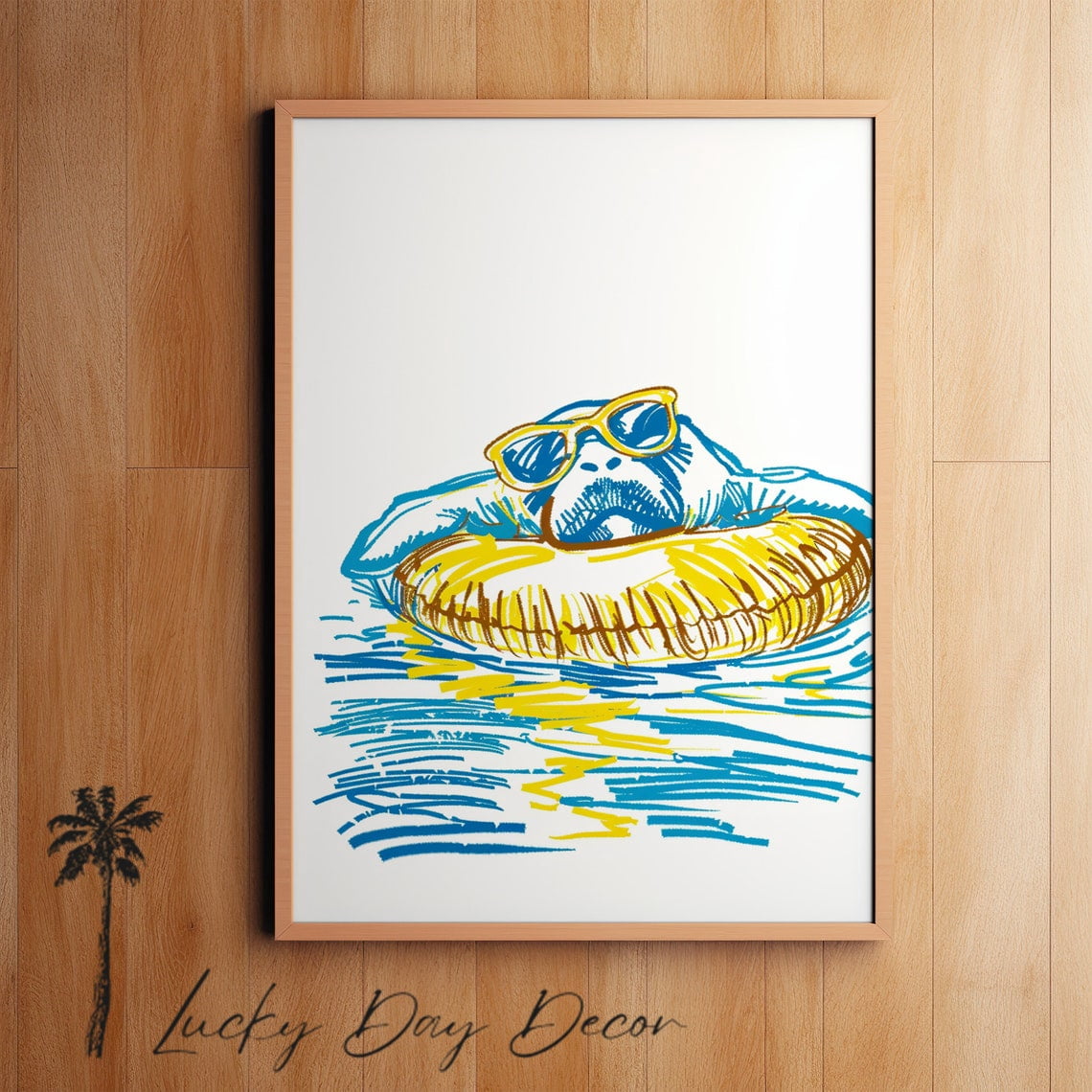 Comical Florida Manatee Gentle Giant Sleeping Colorful Sketch Art For ...