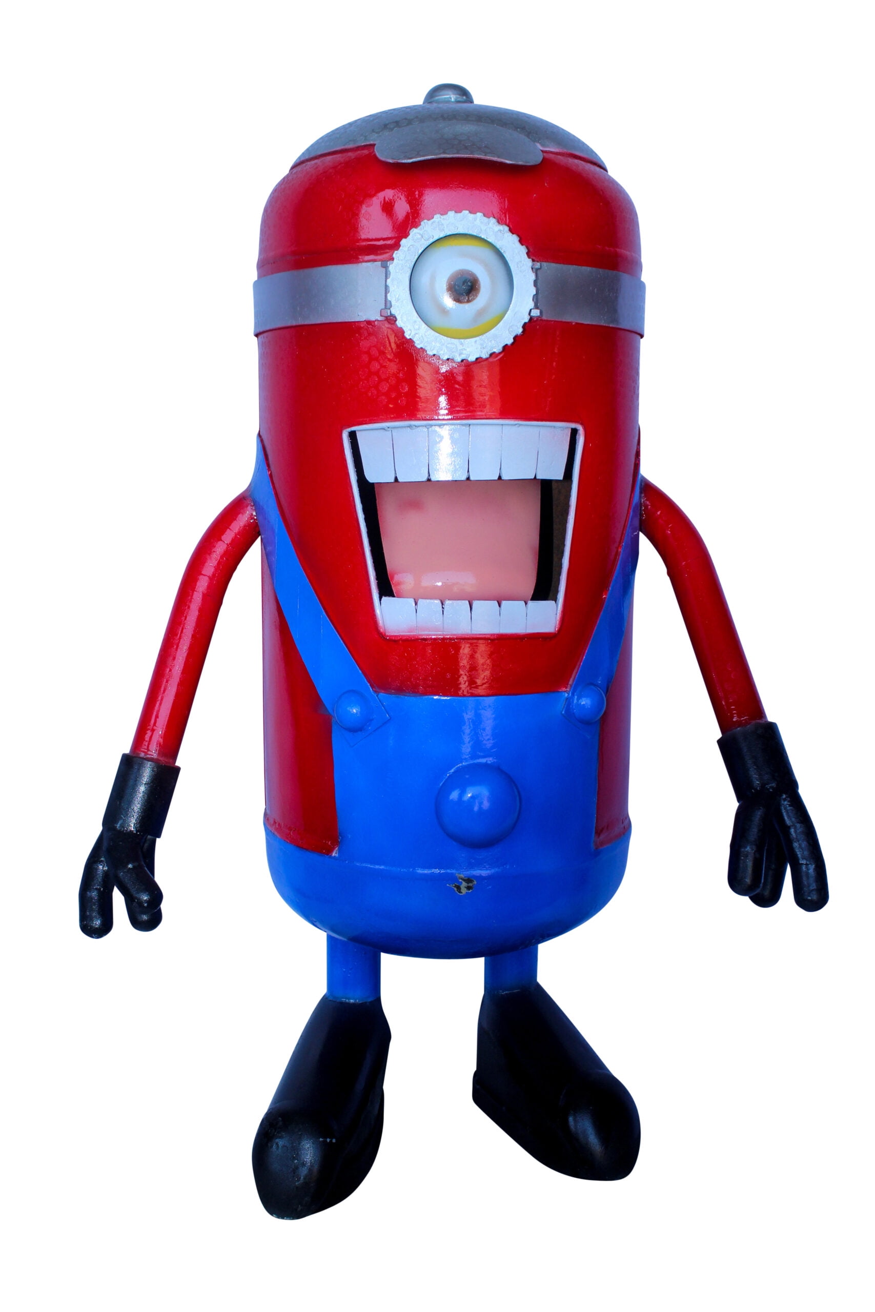 Comical Metal Scrap Statue of Boy With One Eye, Whimsical Art 28" x 15 ...