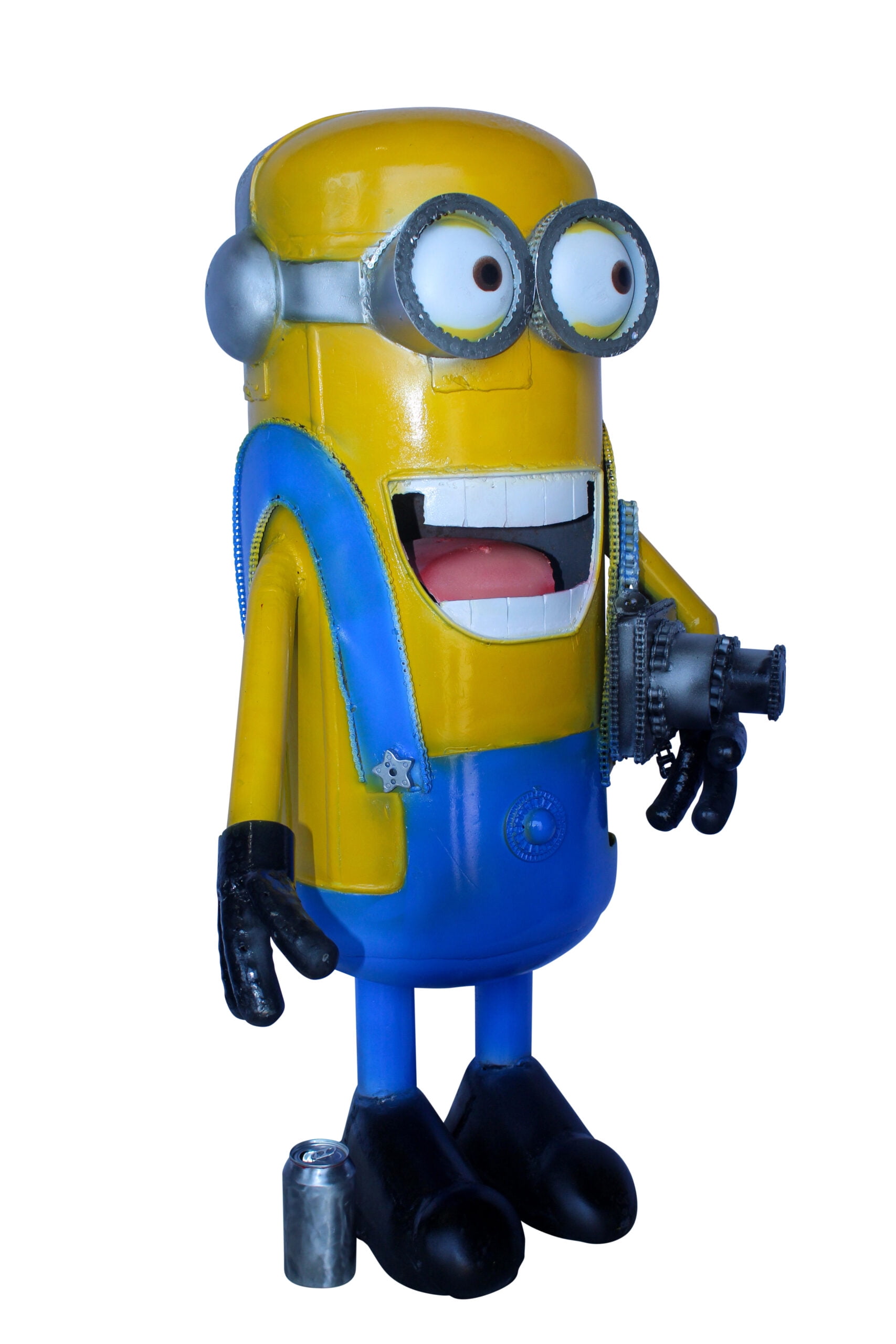 Comical Metal Scrap Statue of Boy with Camera, Whimsical Art 26" x 19 ...