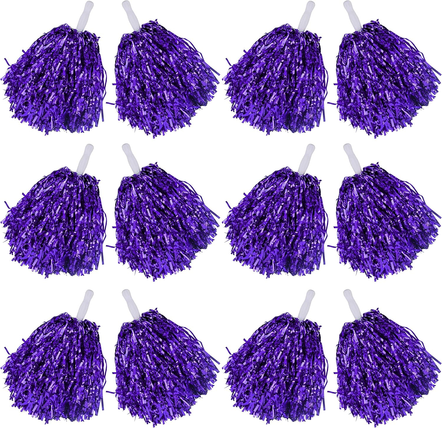 Comicfs 12 PCS Cheerleading Pom Poms Metallic Foil Plastic Pom Poms ...