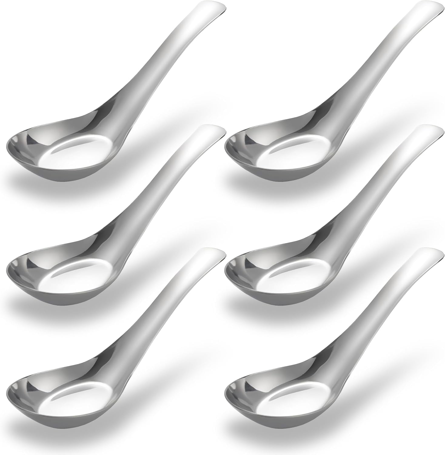 Comicfs Soup Spoons Set of 6, 304 Stainless Steel Dinner Spoons Asian ...