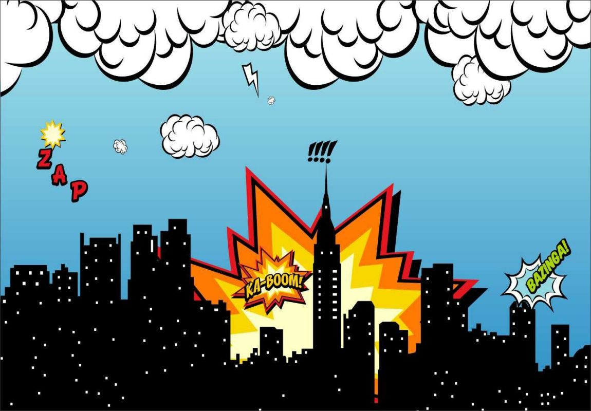 Comics Baby Shower Background Banner Photography Backdrops ration Photo ...