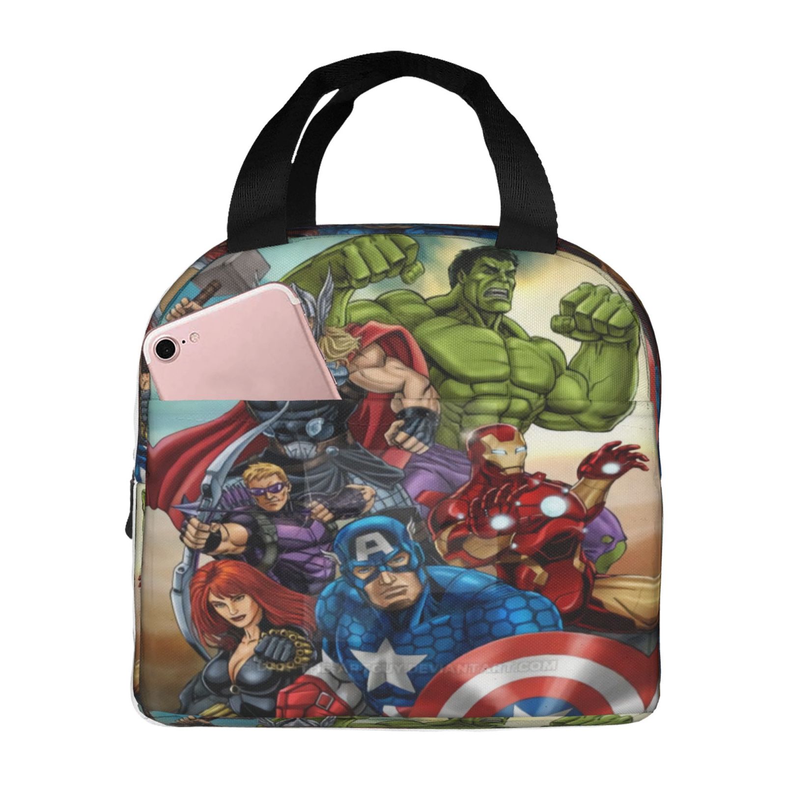 Comics Captain America And Iron Man Spider-Man Batman Lunch Bag for Men ...