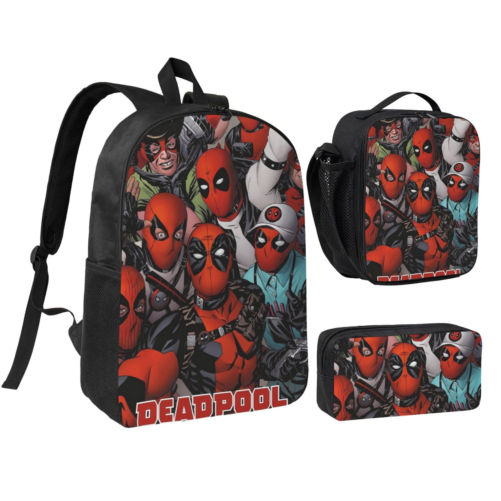 Comics - Deadpool - Faces School Backpack with Lunch Box and Pencil Cas ...