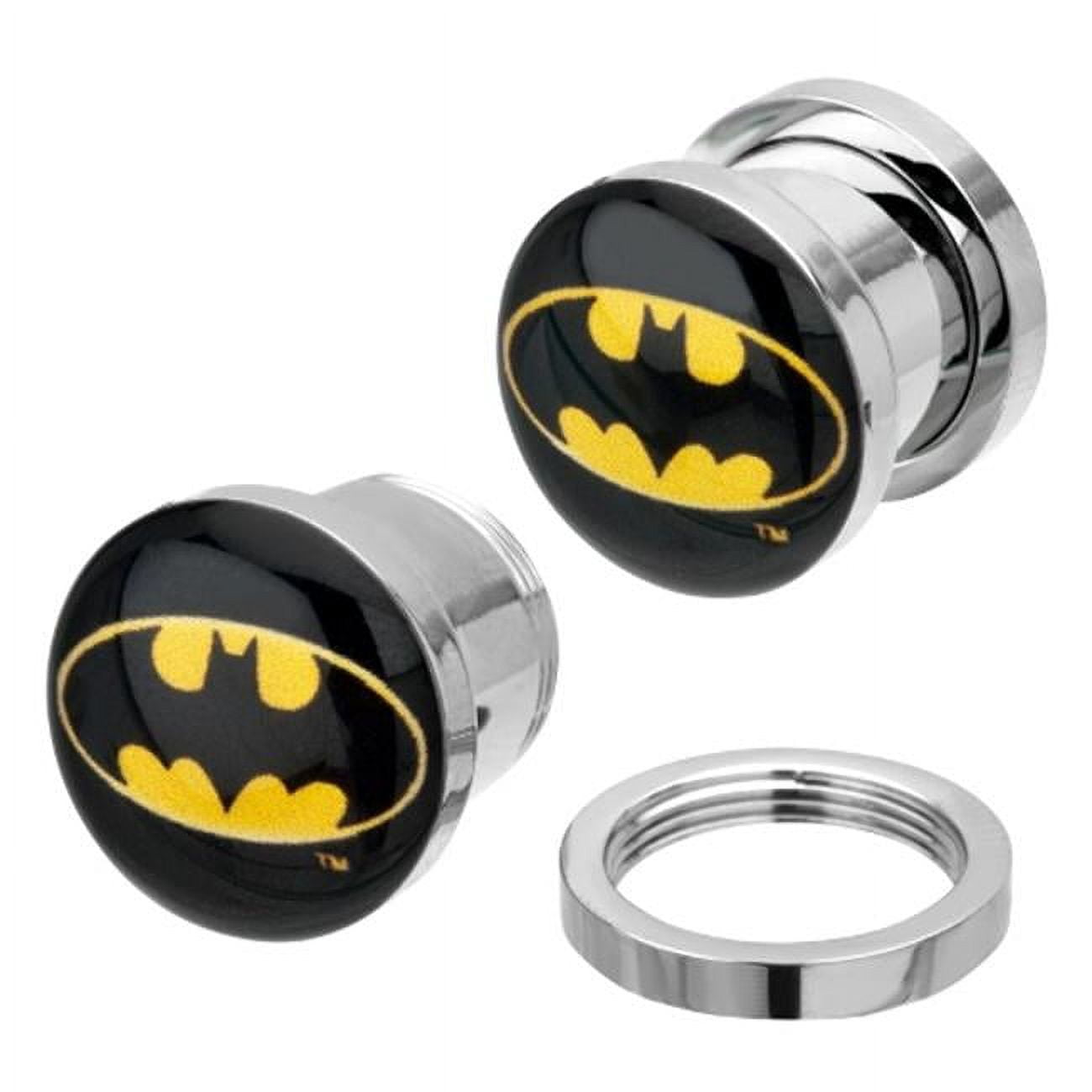 Comics PSBTMN-4PR Screw Fit Stainless Steel Plugs with Batman Logo, 4g ...