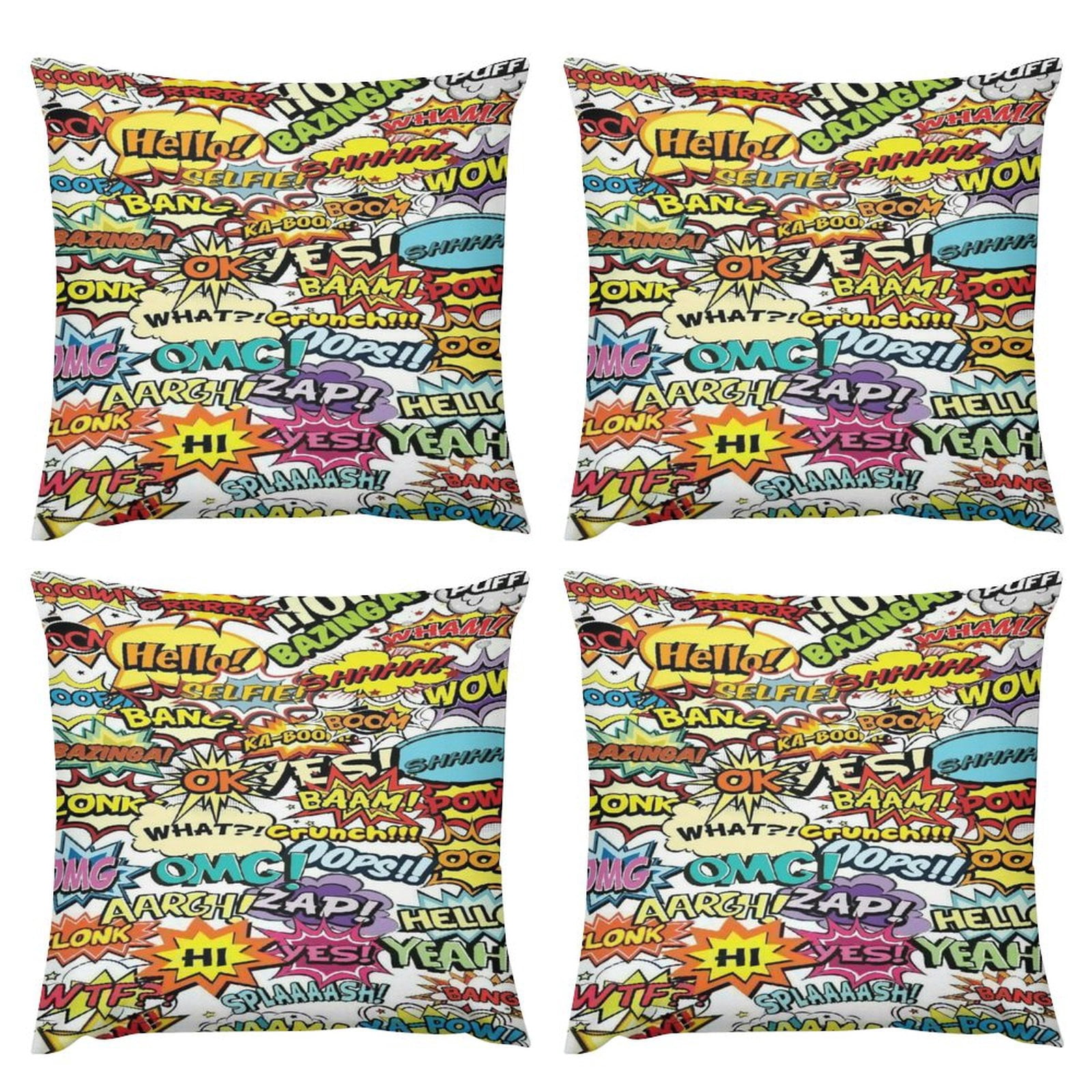 Comics Pop Art 4 Pcs Cushion Covers Sofa Cushion Covers Short Plush ...