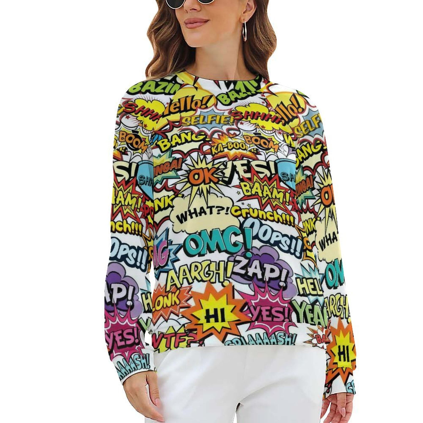 Comics Pop Art Ladies Tops Women Sweatshirts With Long Sleeve Loose Fit ...