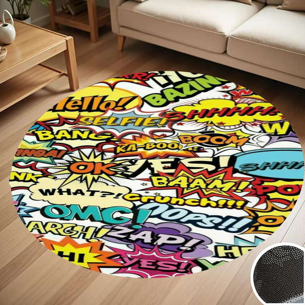 Comics Pop Art Round Carpet Living Room Bedroom Home Decoration Coffee Table Mat Lounge Rug ...