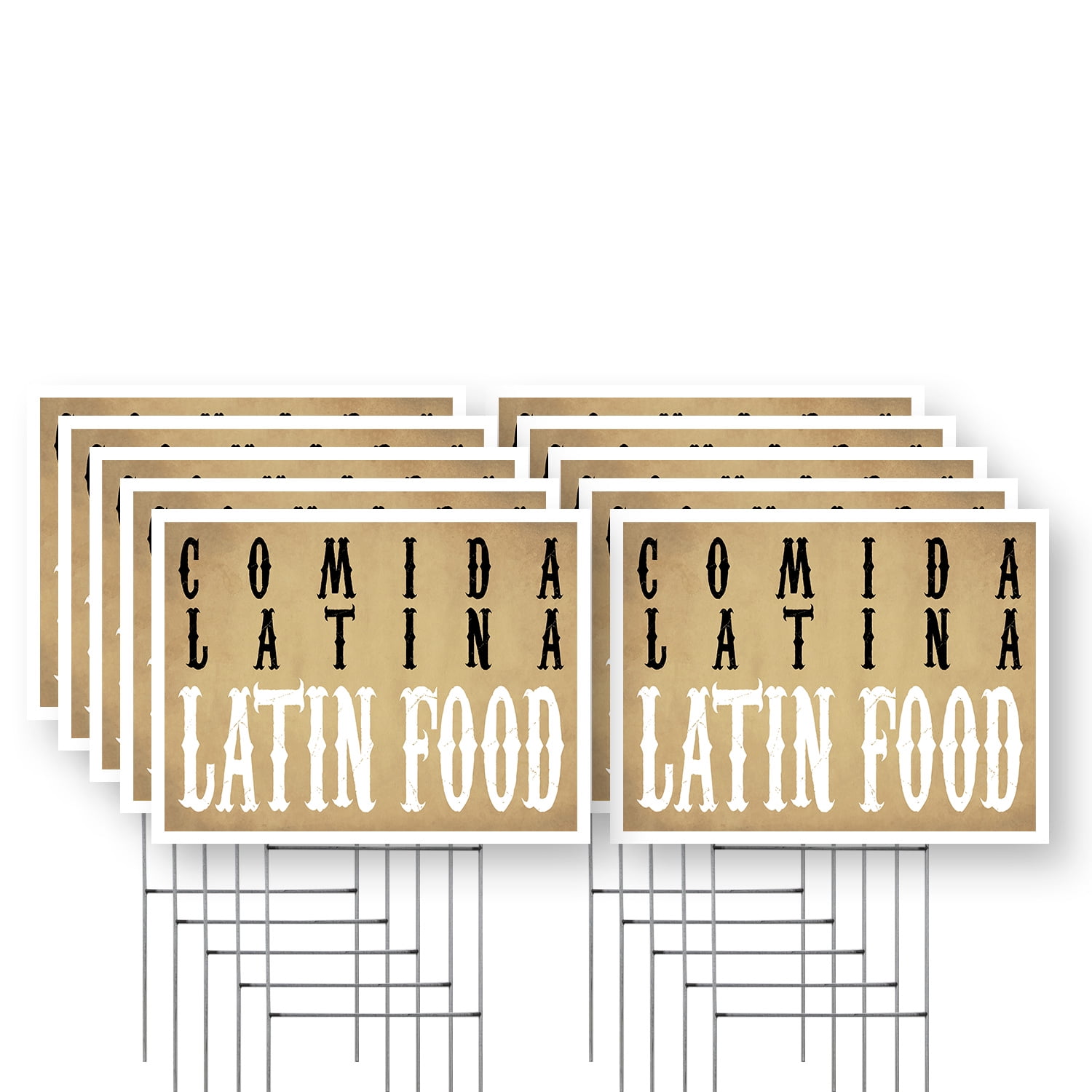 Comida Latina Latin Food Yard Sign 10 Pack of 12 Inch x 16 Inch Double ...