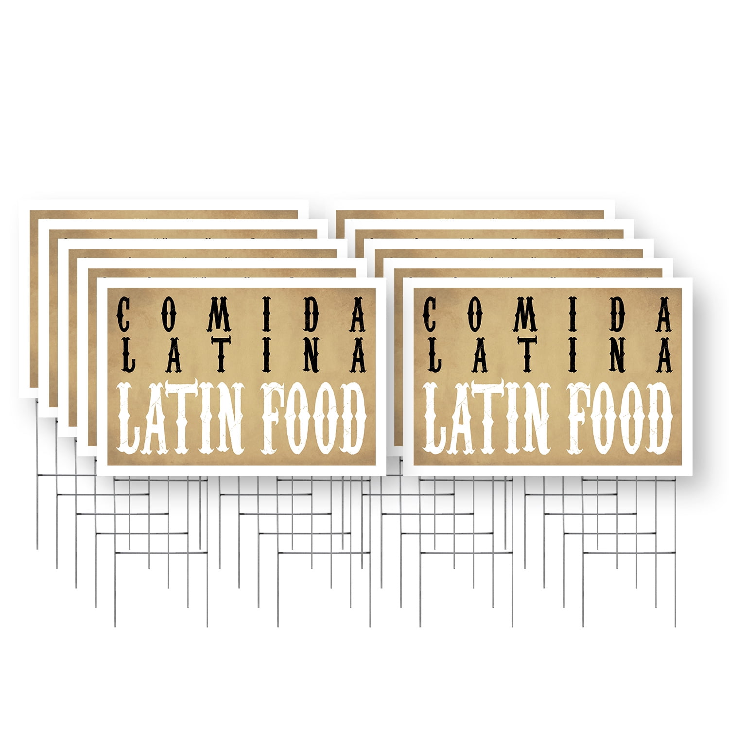 Comida Latina Latin Food Yard Sign 10 Pack of 24 Inch x 36 Inch Double ...