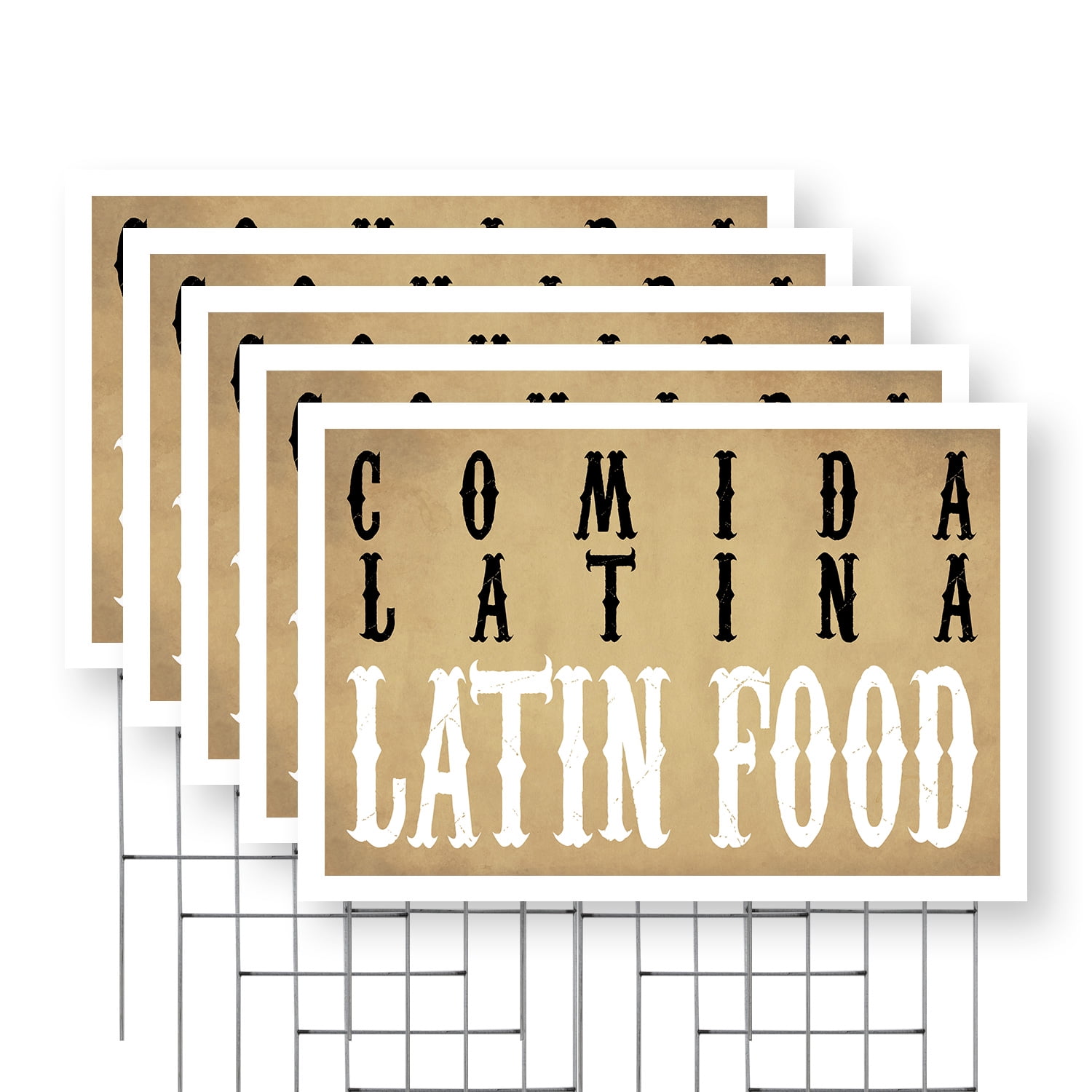 Comida Latina Latin Food Yard Sign 5 Pack of 24 Inch x 36 Inch Single ...