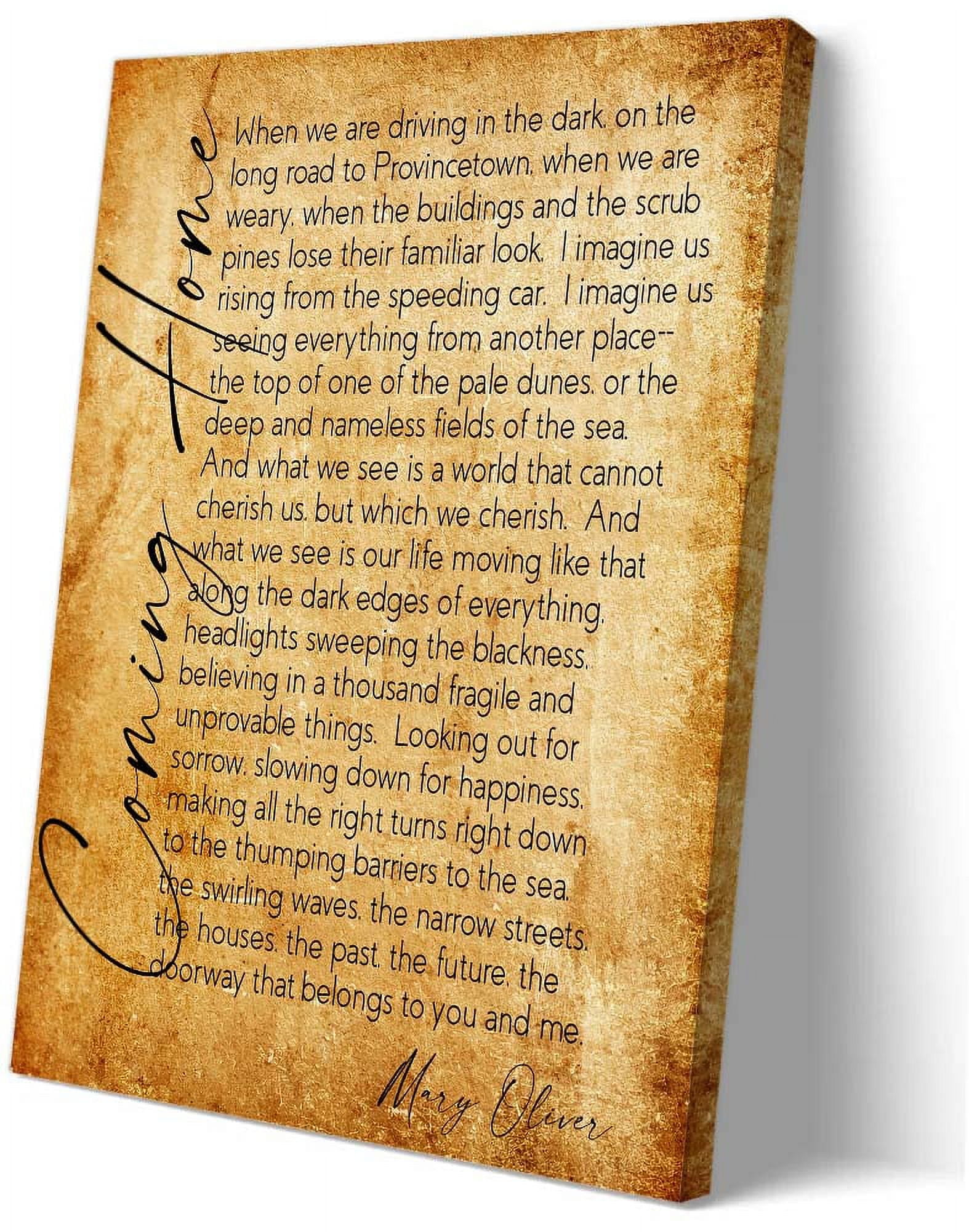 Coming Home Mary Oliver Poem Wall Art Oliver Poetry Wall Decor Classic ...