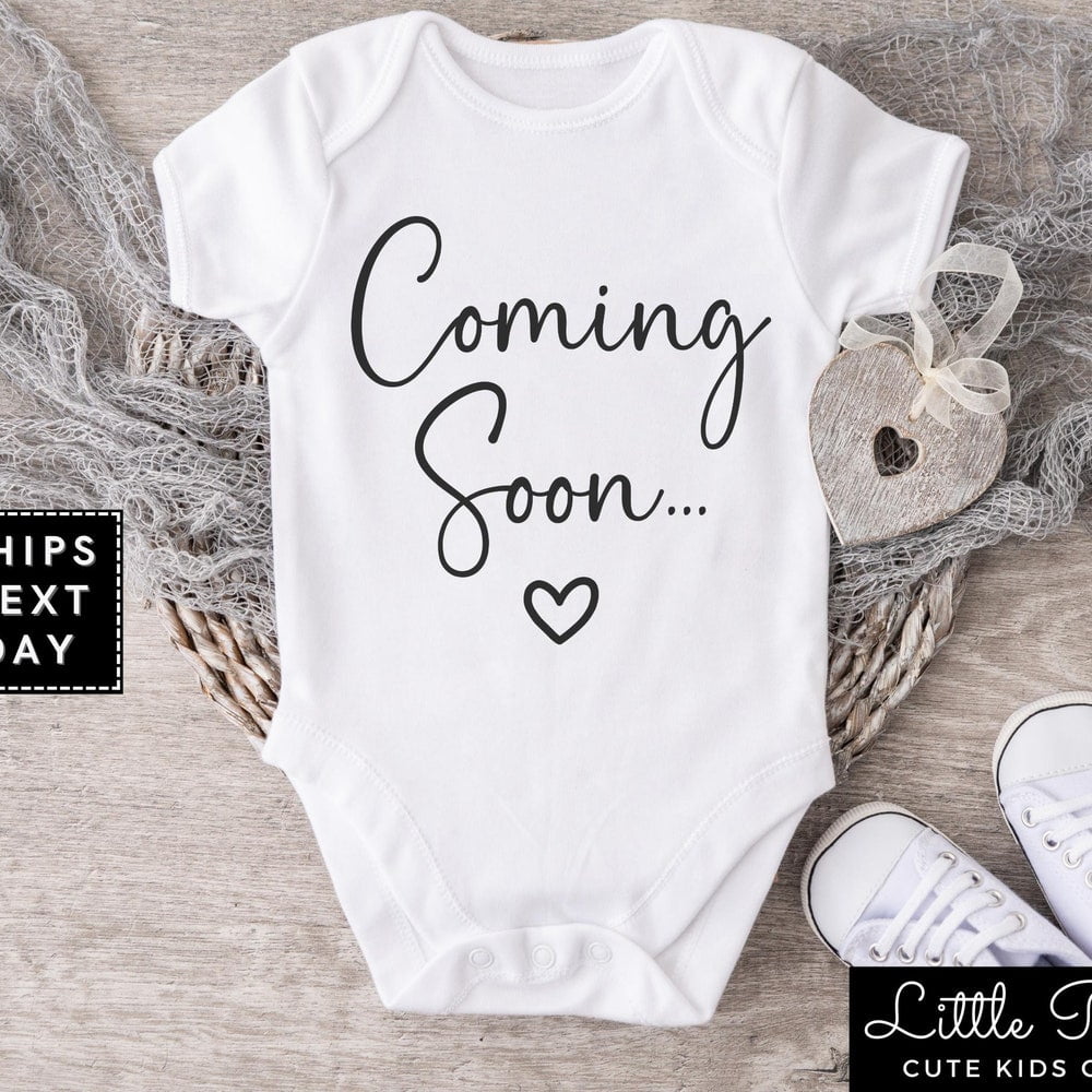 Coming Soon Baby Bodysuit, Cute Baby Announcement Onesie, Minimalist ...