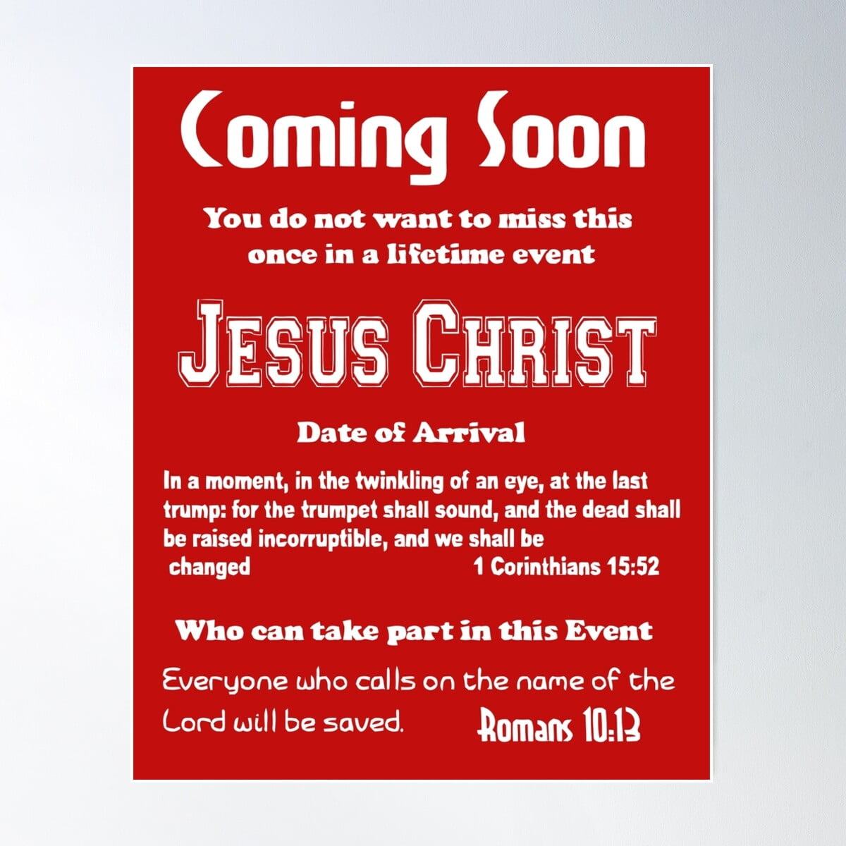 Coming Soon Flyer Return Of Jesus Once In A Lifetime Event Poster Wall ...