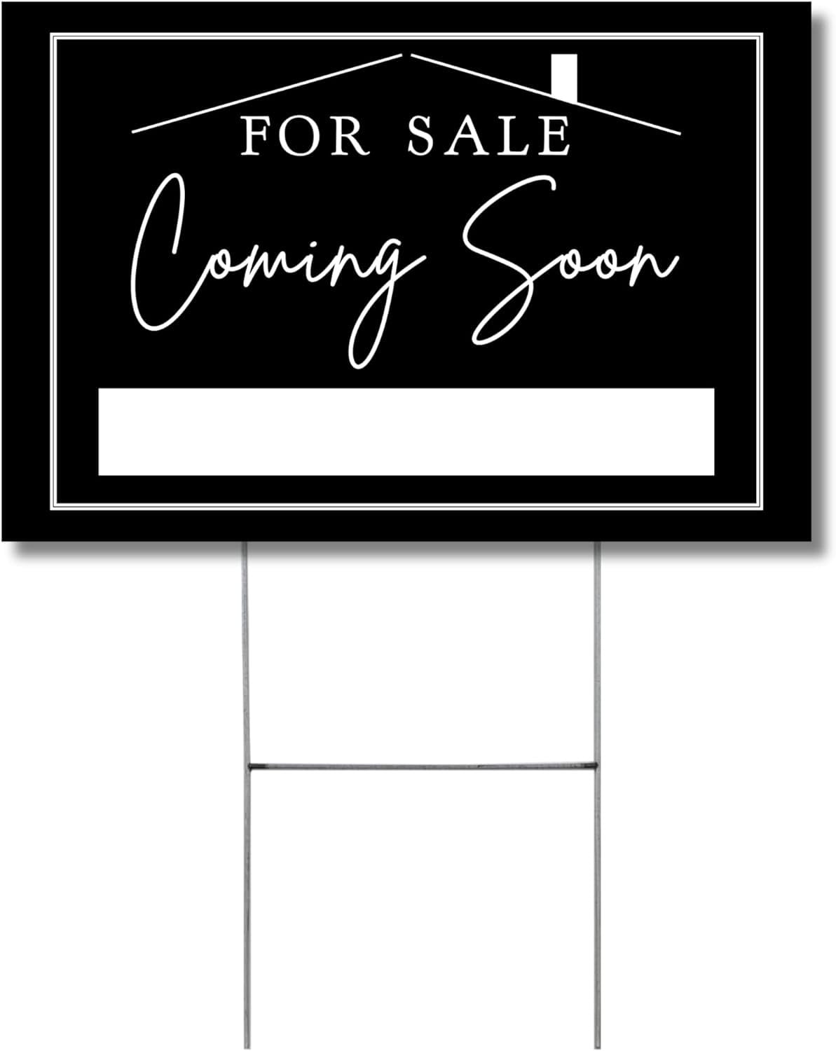 Coming Soon Real Estate Sign for Home 12 x 18 Yard Sign with H Frame ...