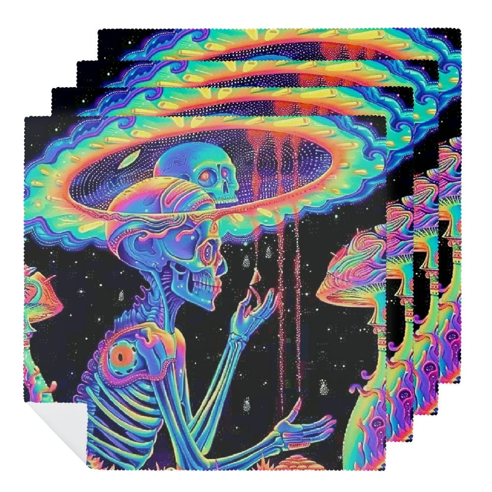 Comio Psychedelic Art Hologram Cloth Napkins Polyester for Farmhouse ...