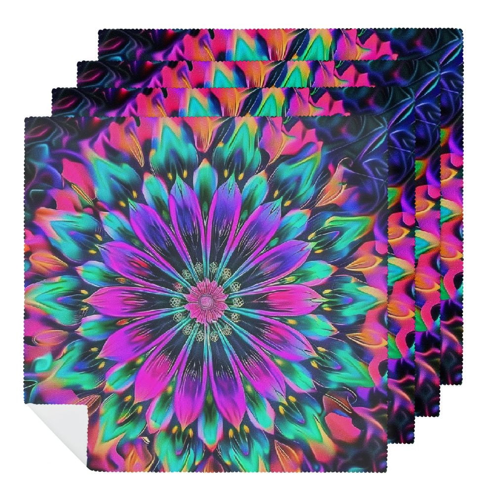 Comio Psychedelic Flowers Cloth Napkin Reusable for Farmhouse Party ...