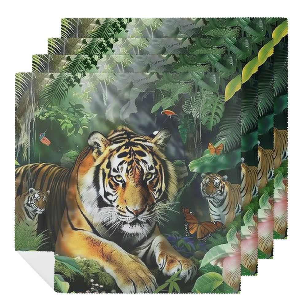 Comio Tiger Jungle Animals Polyester Dinner Napkins for Dining Table ...
