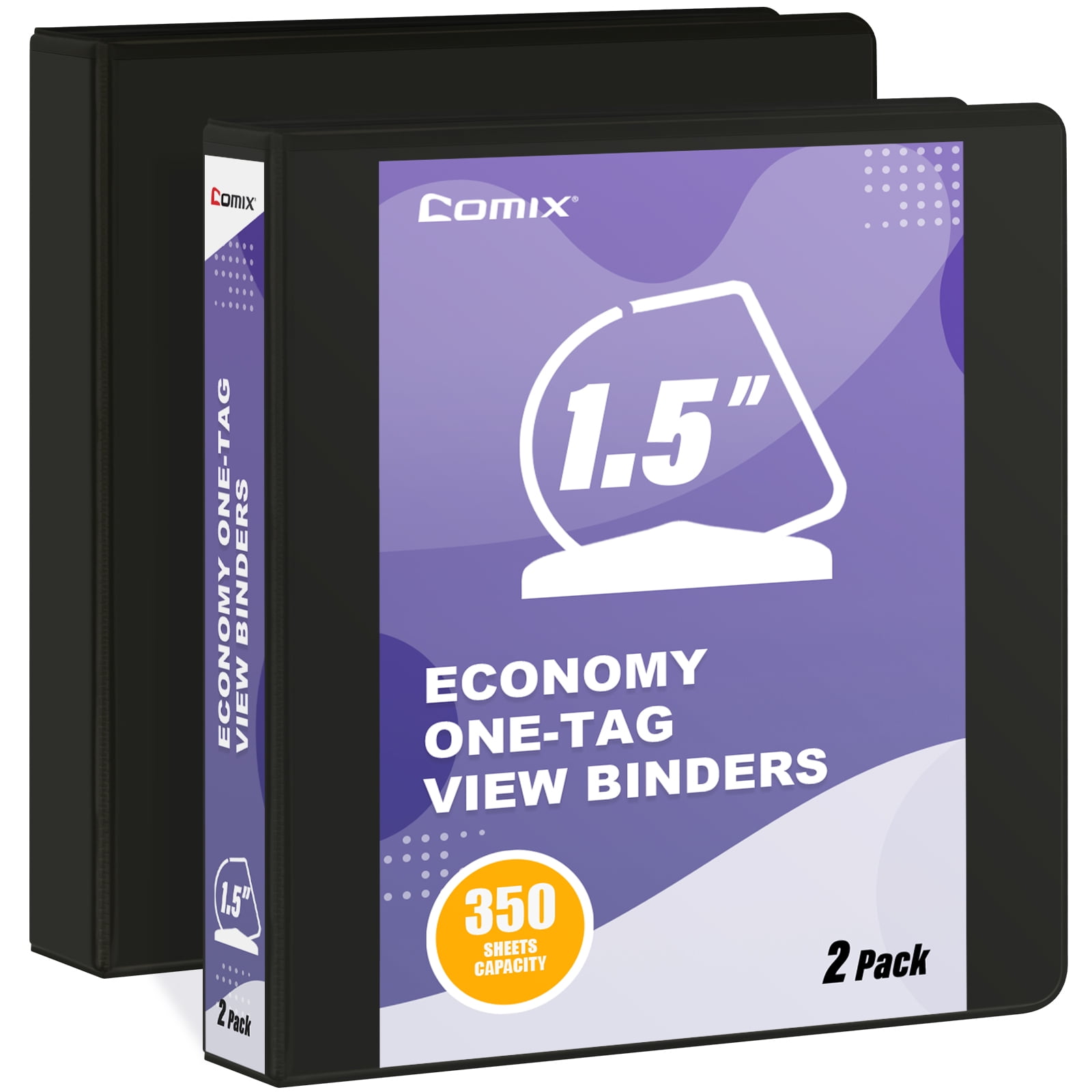 Comix Economy 1.5 inch One-Tag 3 Ring View Binders, 1.5" Slant D-Ring ...