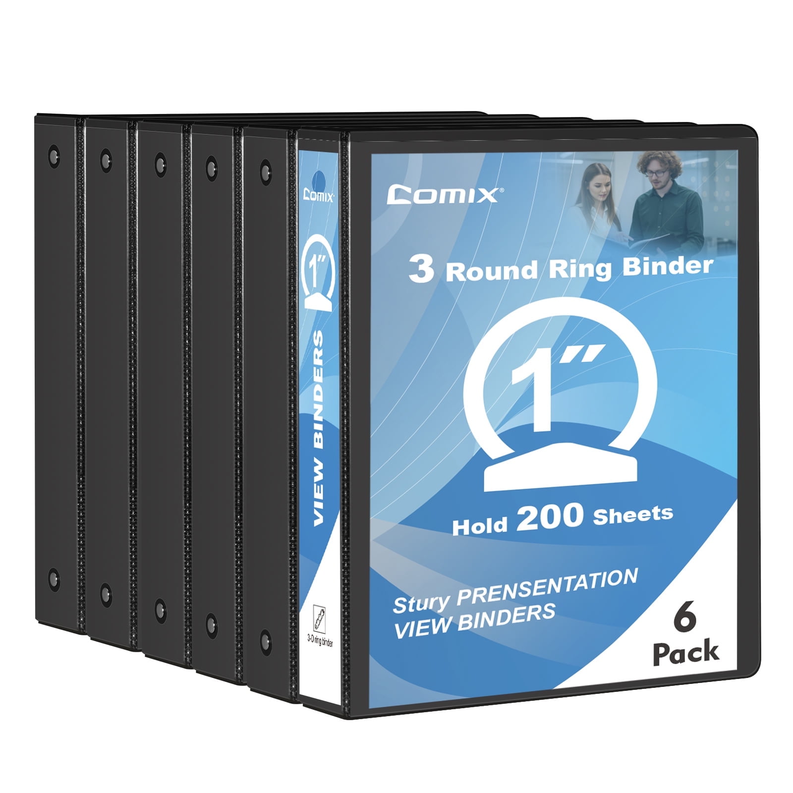 COMIX, Presentation View Binders, 1 inch, Holds 200 Sheets, 6 Pack ...