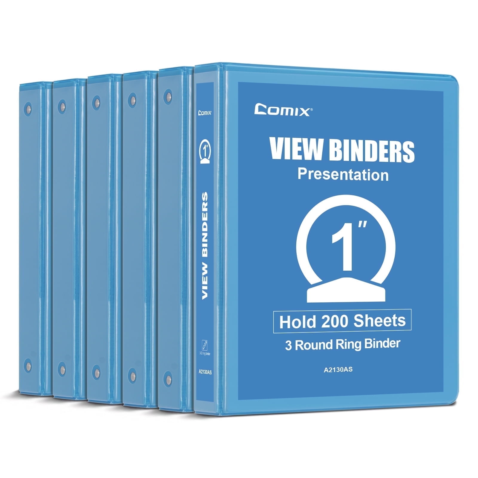 Comix 1 inch 3 Ring Binder, Round Ring, 200-sheet Capacity, 6 Pack ...