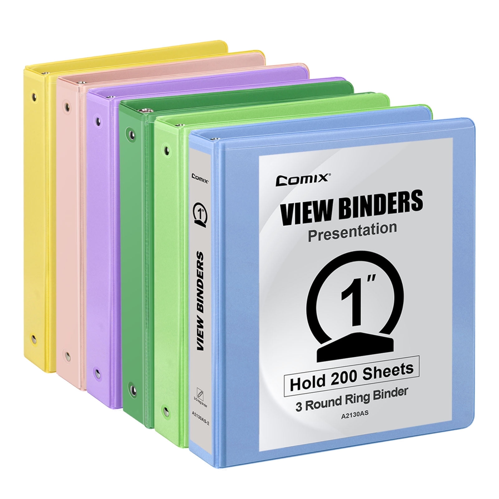 Comix 1 inch 3-ring Binder 6 Pack, Round Ring, 200 Sheets Capacity ...