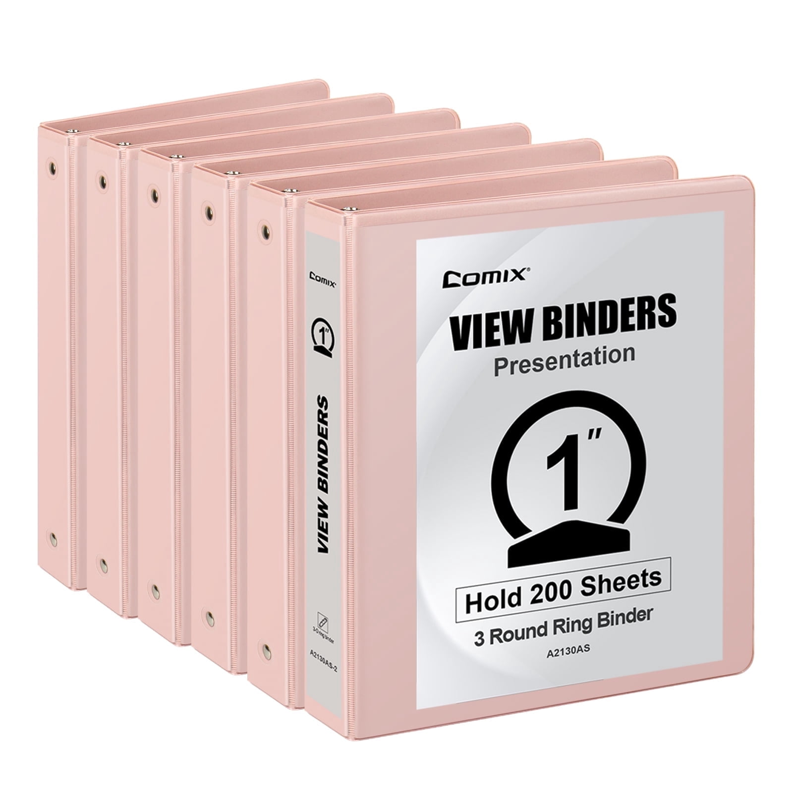 Comix 1 inch 3-ring Binder,Round Ring, 200 Sheets Capacity, 6 Pack ...