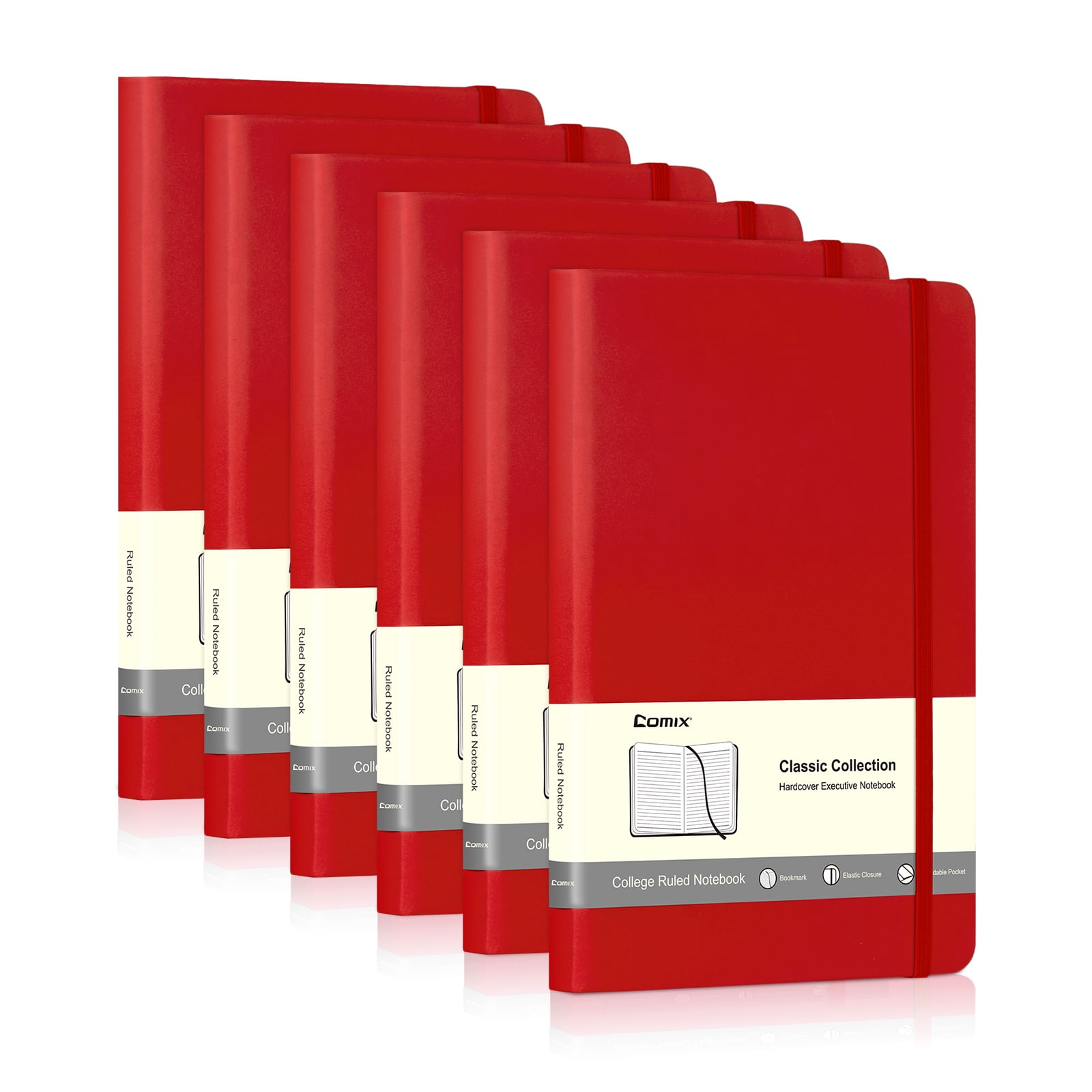 Comix 6 Pack Lined Journal Notebooks for Writing, Red, 240 Pages, 5.4 x ...