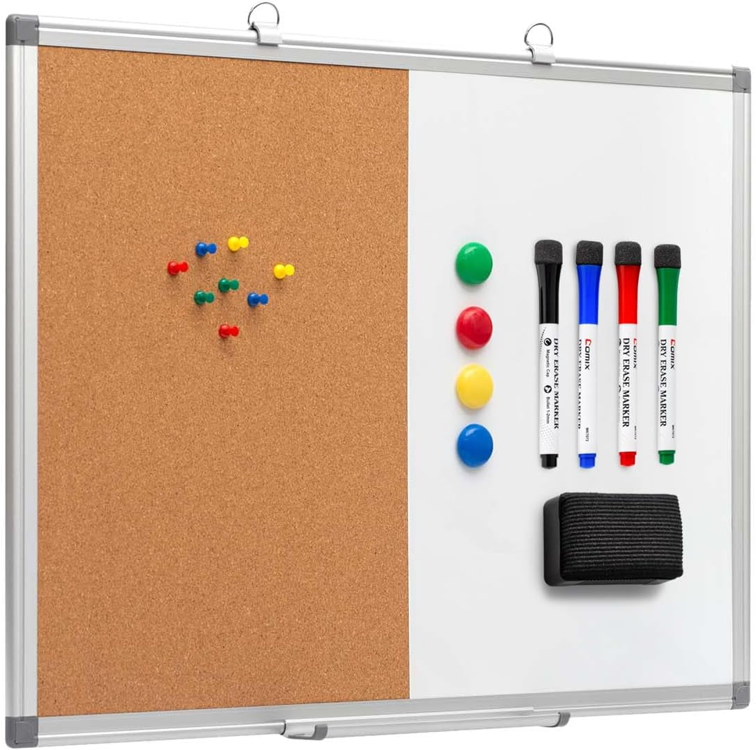 Comix Cork Board Magnetic Dry Erase Board Combo, 24 x 18 Inches ...