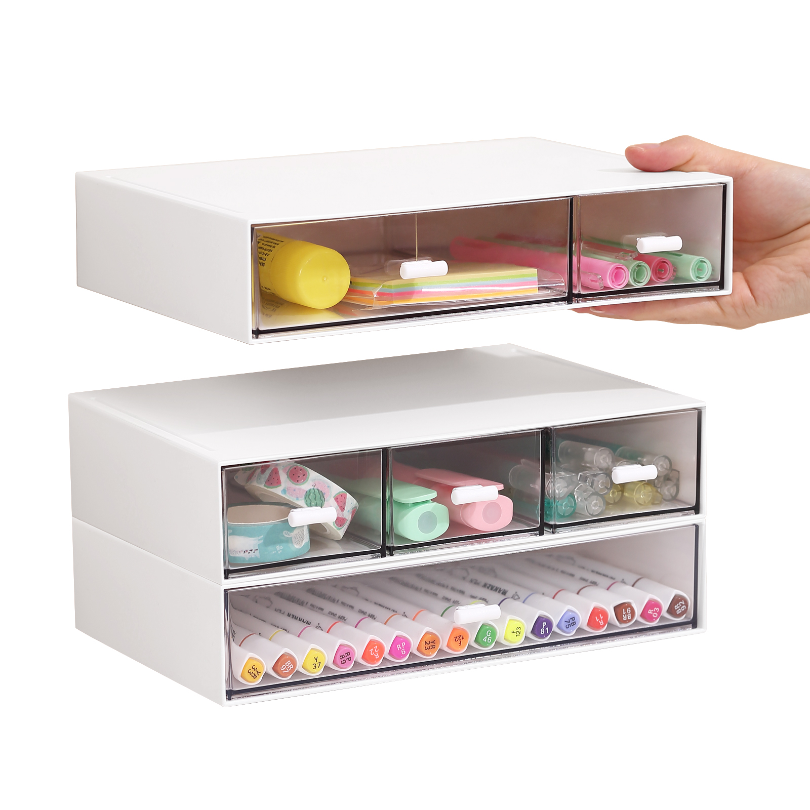 Plastic Storage Cabinet, Stackable Desk Storage Box for Makeup Office ...