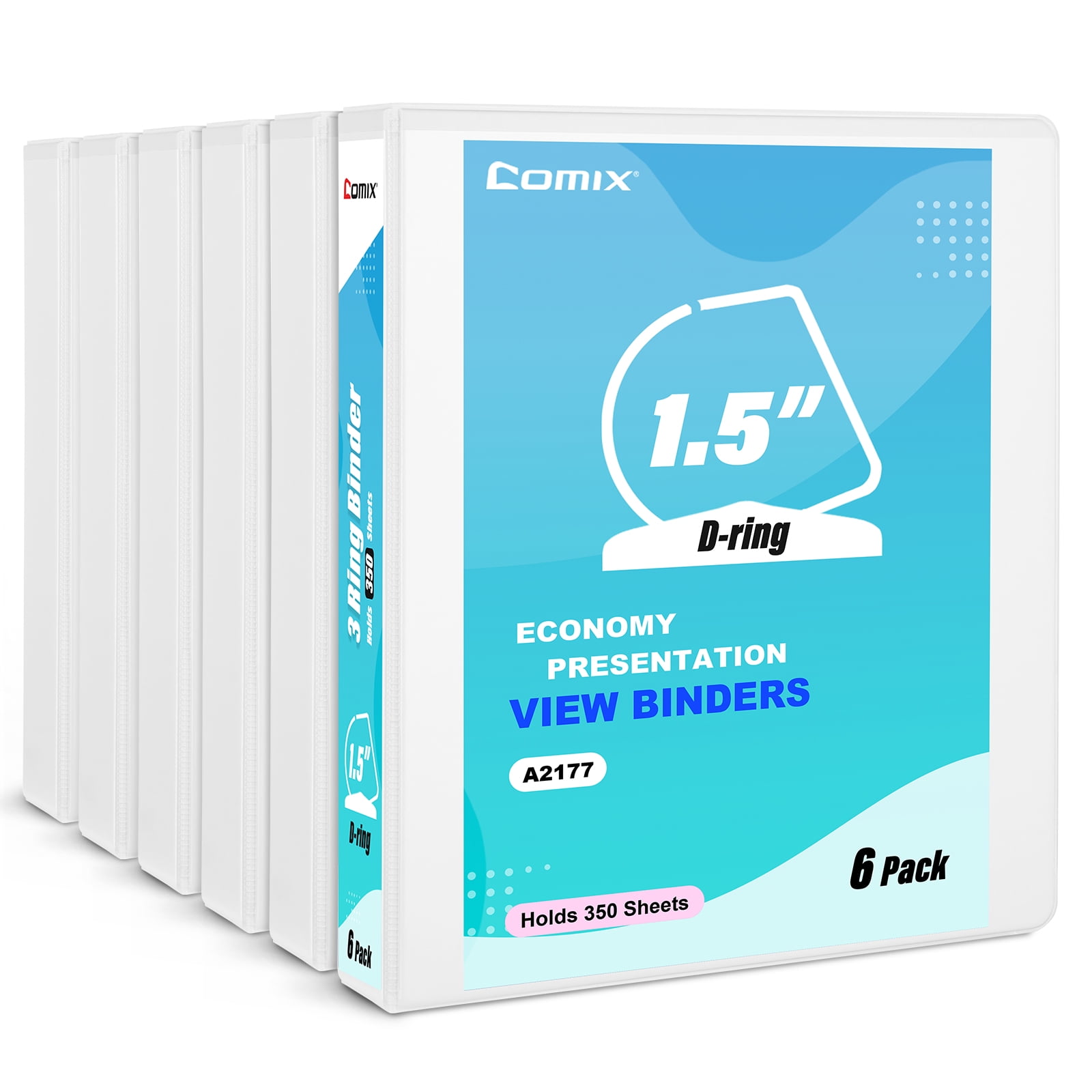 Comix 1.5 Inch D-Ring Binders, 1.5'' 3 Ring Binder with Clear View ...