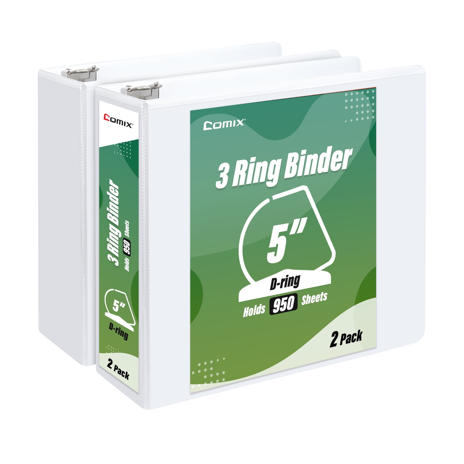 Comix Economy 3 Ring Binder, 5 inch D Ring Binders, Hold 950 Sheets, 6 ...