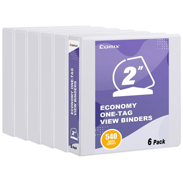 Comix Economy 2 inch One-Tag 3 Ring Binders, 2" Slant D-Ring Binder ...