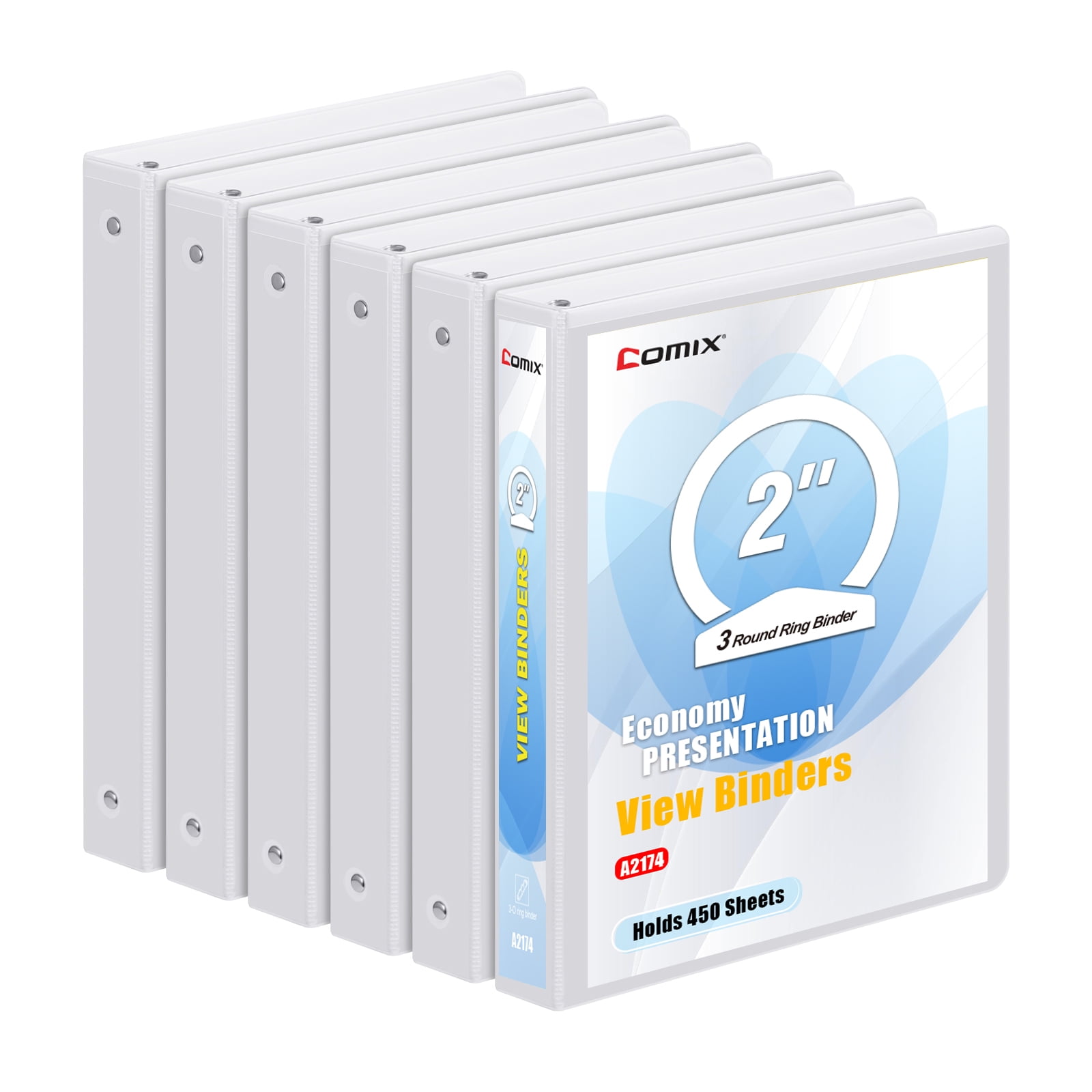 Comix Economy 2 inch Round Ring View Binder, 3 Ring, 450-Sheet Capacity ...