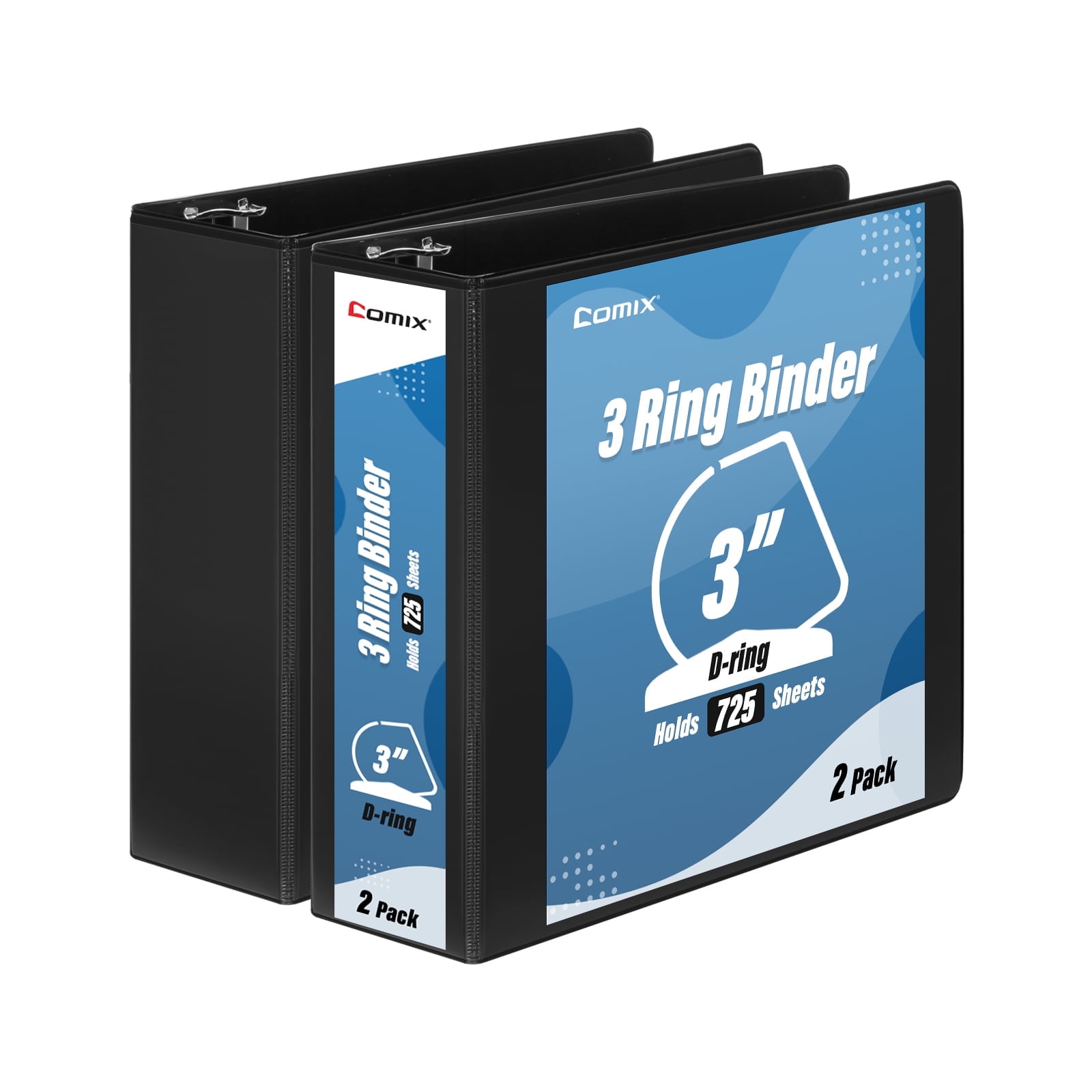 Comix Heavy-duty 3-inch 3 D-Ring View Binder with Clear Cover,Hold 725 ...